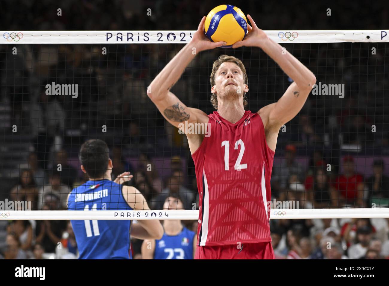 Paris, France. 09th Aug, 2024. Maxwell Holt (USA), Volleyball, Men's ...