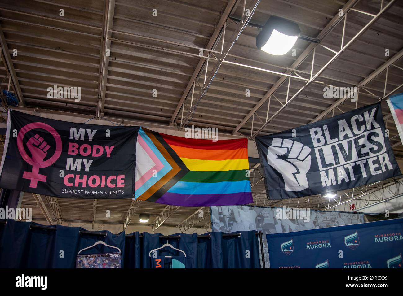 St. Paul, Minnesota. A variety of flags including womans rights, pride ...