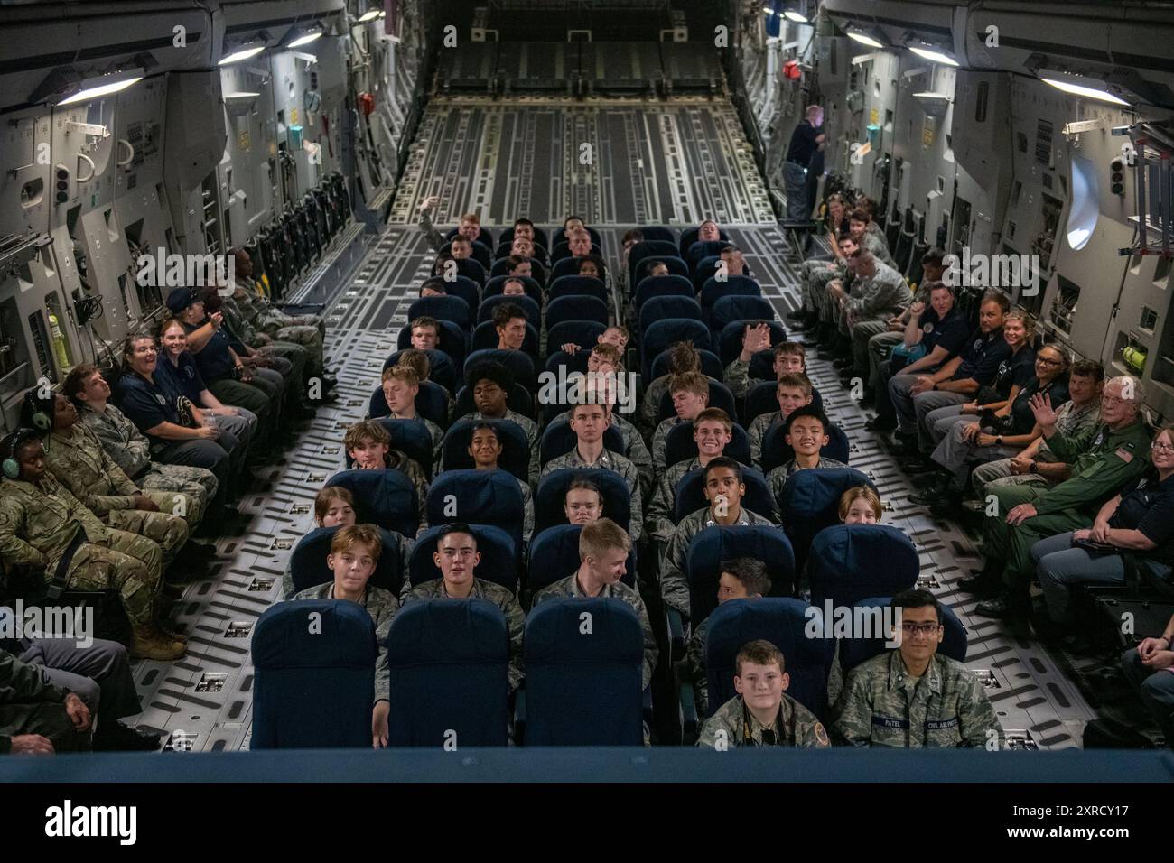Civil Air Patrol cadets embark on a C-17 flight from the 172nd Airlift ...