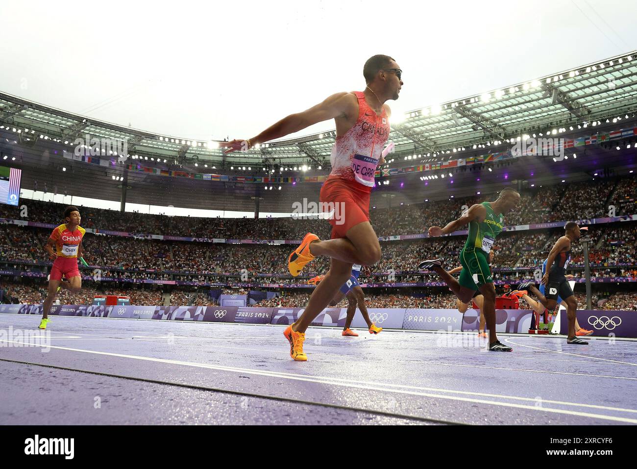 Paris, France. 9th Aug, 2024. Andre de Grasse (front) of team Canada ...