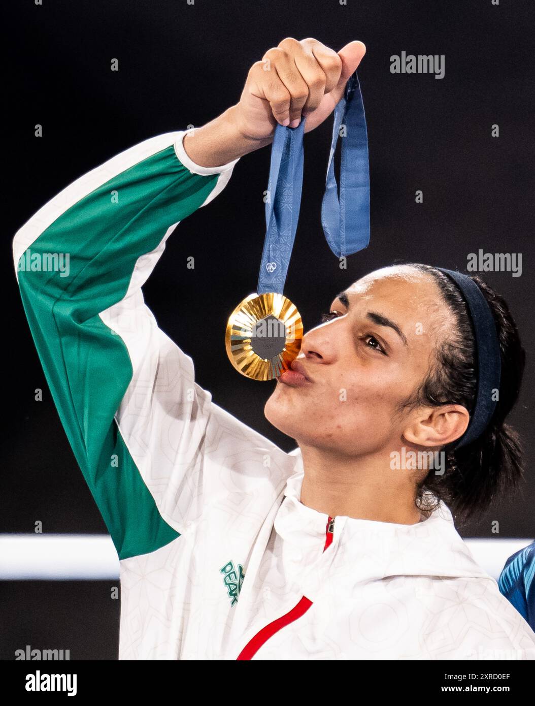 Imane Khelif of, Algeria. , . poses with her gold medal at the medal ...