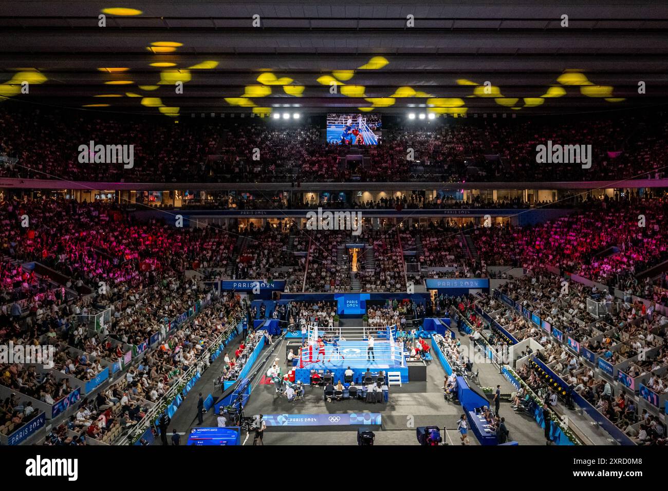 Imane Khelif of, Algeria. , . vs Liu Yang of China in women's 66 kg ...