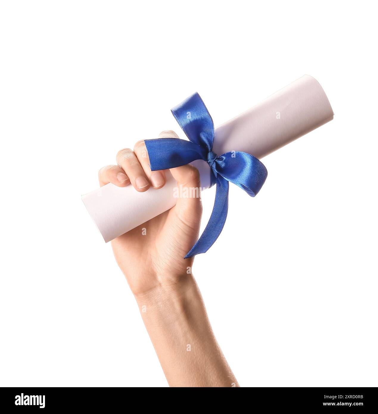 Female hand with diploma on white background Stock Photo - Alamy