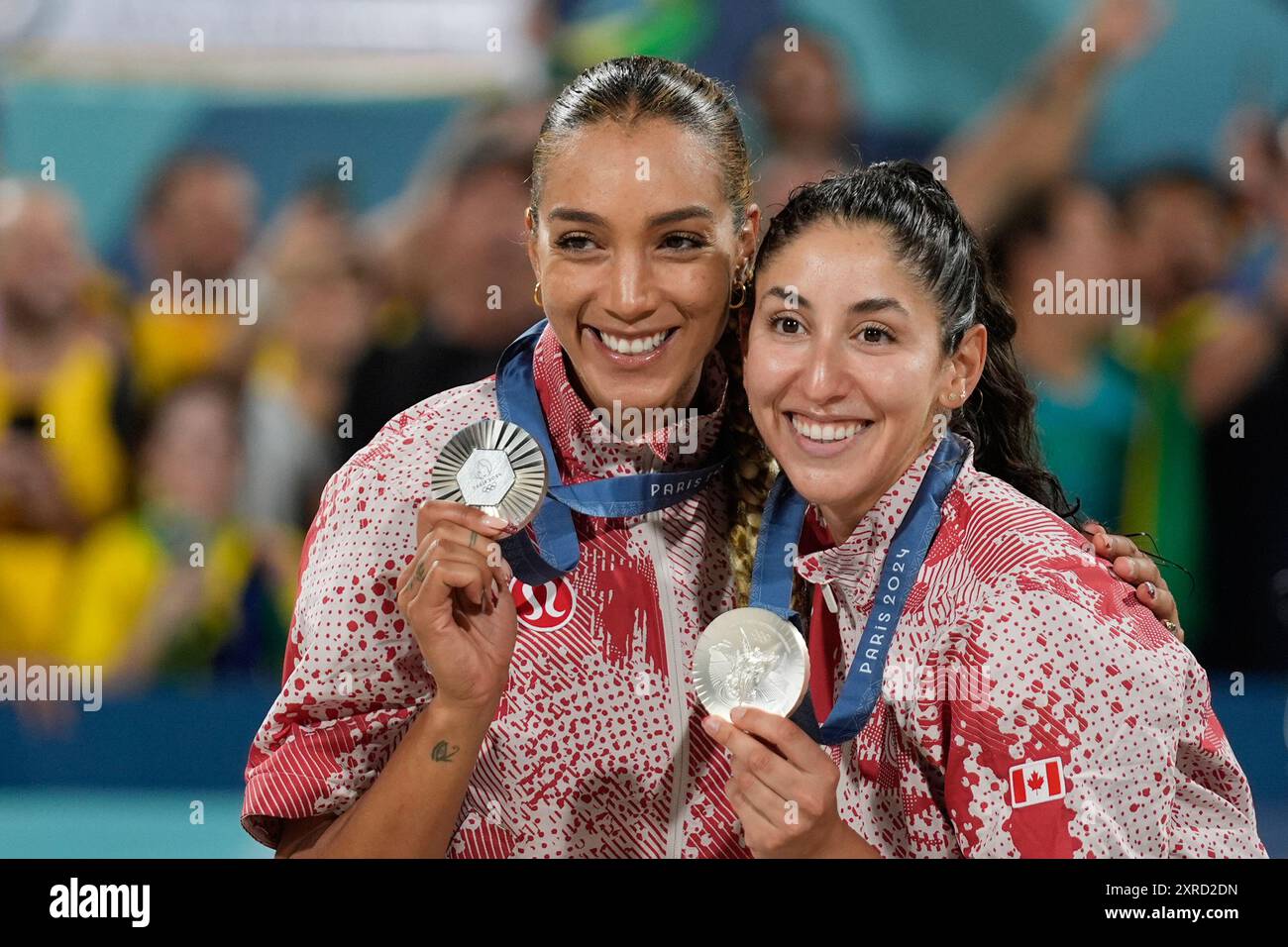 Canada's Brandie Wilkerson, left, and Melissa Humana-Paredes pose with ...