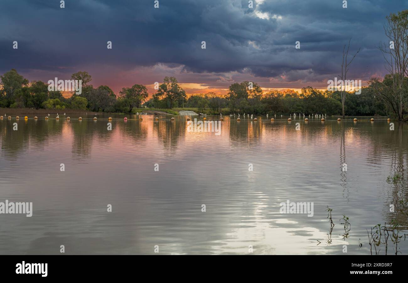 A beautiful, moody sunset frames top-rated scenic Chinchilla Weir with ...