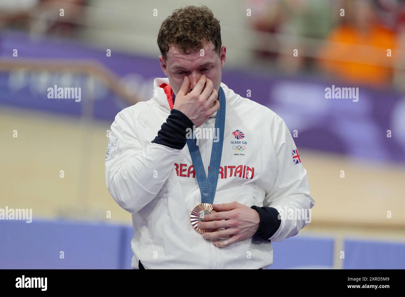 Paris, France. 9th Aug, 2024. Bronze medalist Jack Carlin of Britain ...