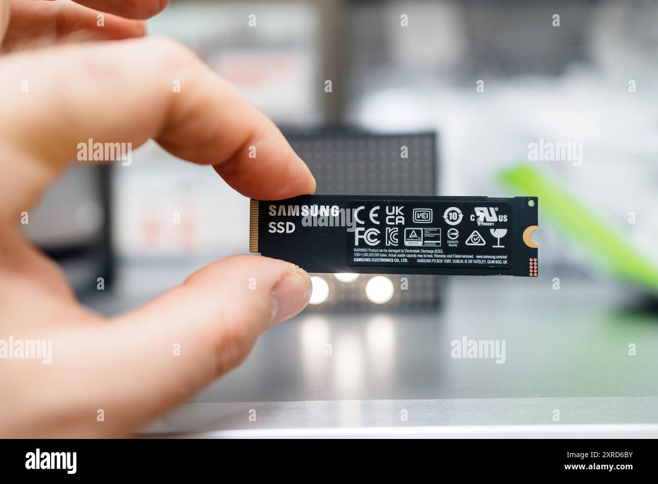 Paris, France - Apr 3, 2024: A POV shot of a male hand holding a ...