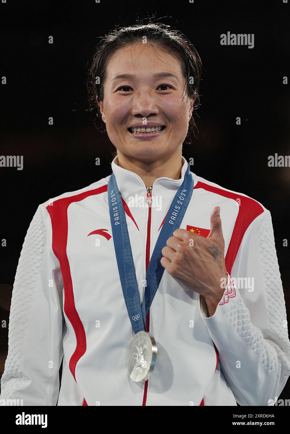 Paris, France. 9th Aug, 2024. Silver medalist Yang Liu of China attends ...