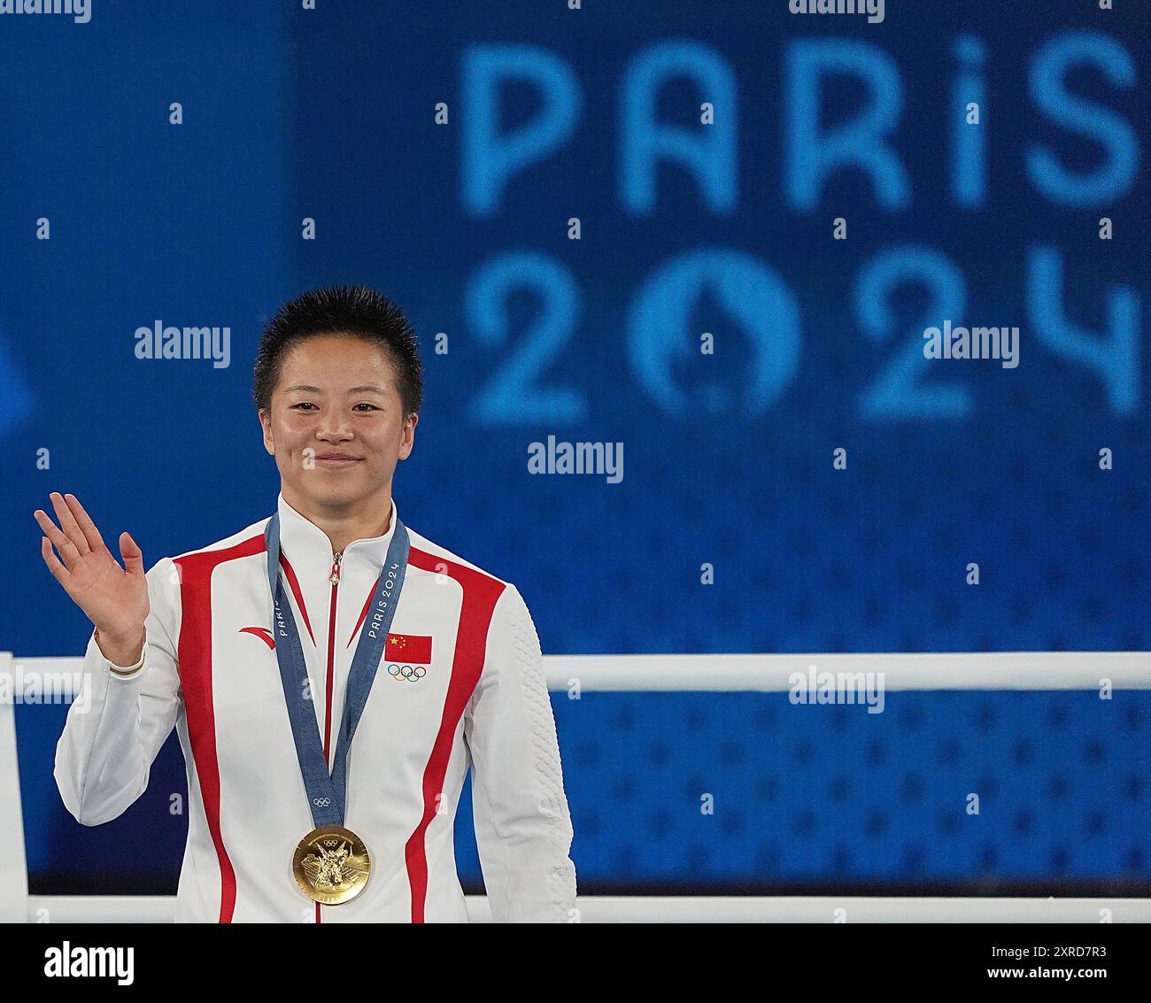 Paris, France. 9th Aug, 2024. Gold medalist Wu Yu of China attends the ...