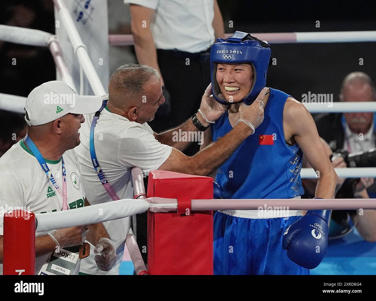 Paris, France. 9th Aug, 2024. Yang Liu of China reacts after losing to ...