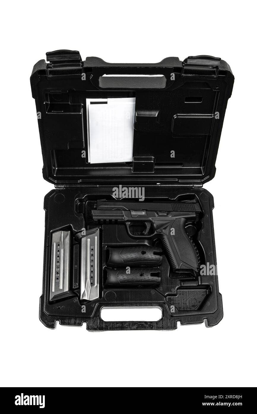 Modern semi-automatic pistol. A short-barreled weapon for self-defense ...