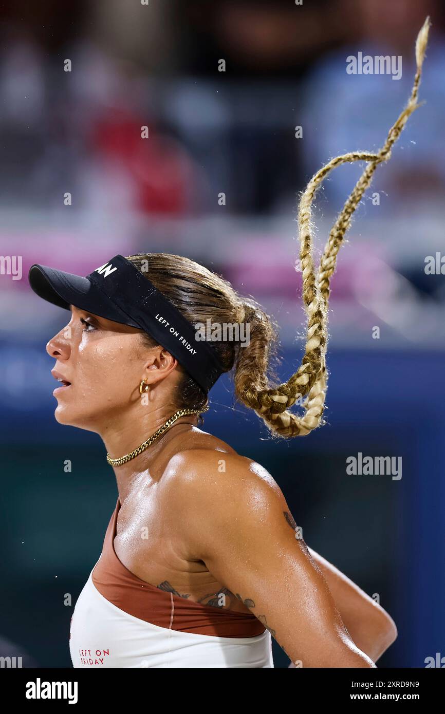 PARIS, FRANCE - AUGUST 09: Brandie Wilkerson of Team Canada serves ...
