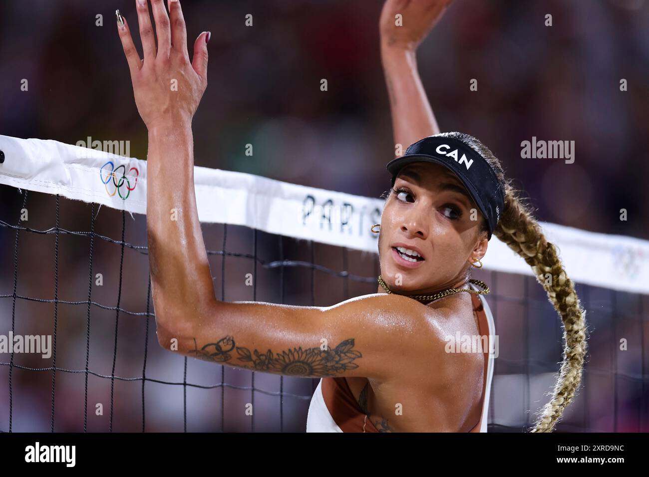 PARIS, FRANCE - AUGUST 09: Brandie Wilkerson of Team Canada at the net ...