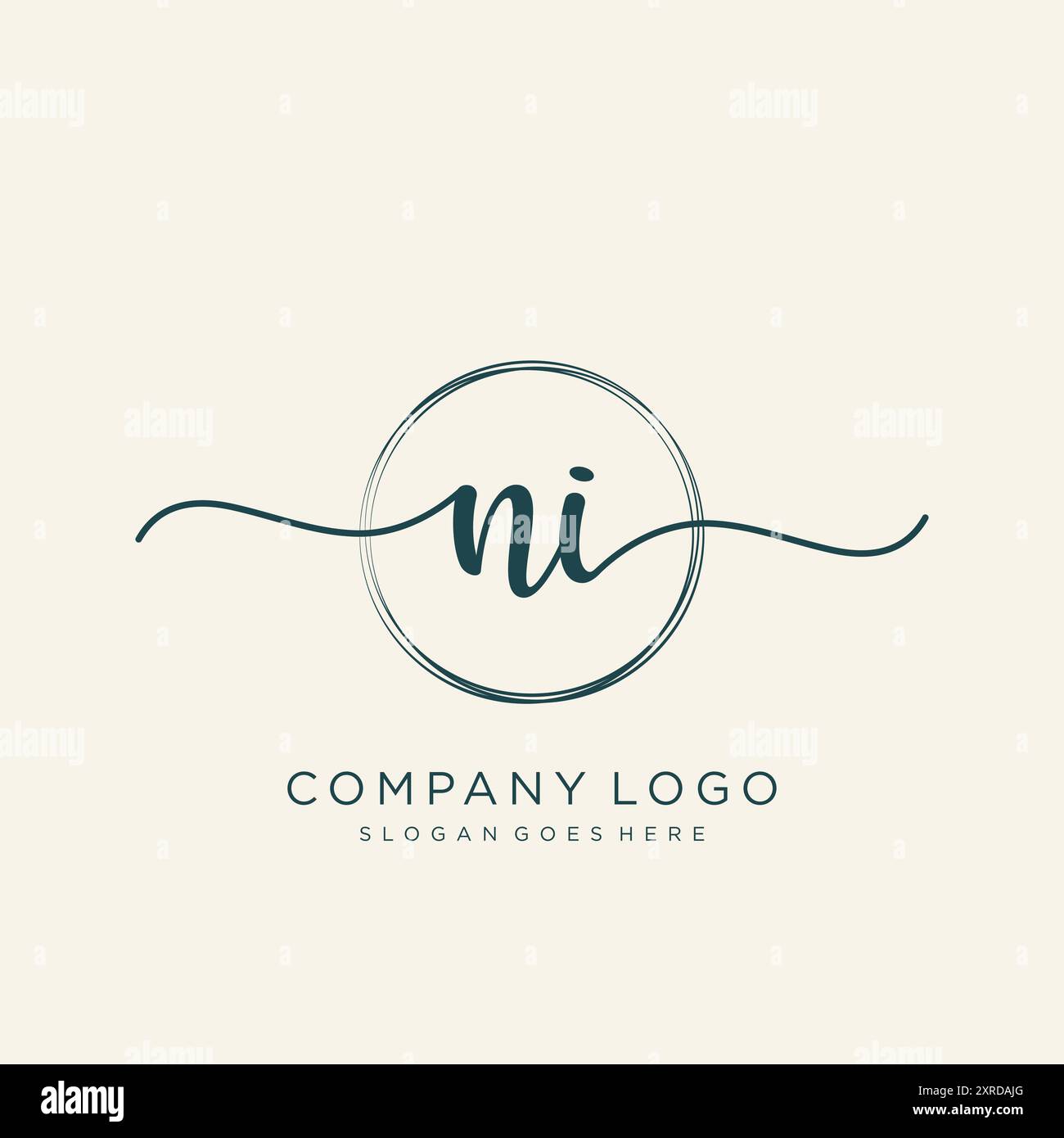 NI Initial Handwriting Logo Design Stock Vector Image & Art - Alamy