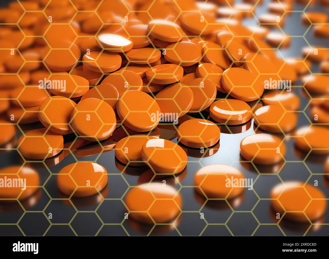 Orange pills, illustration Stock Photo - Alamy