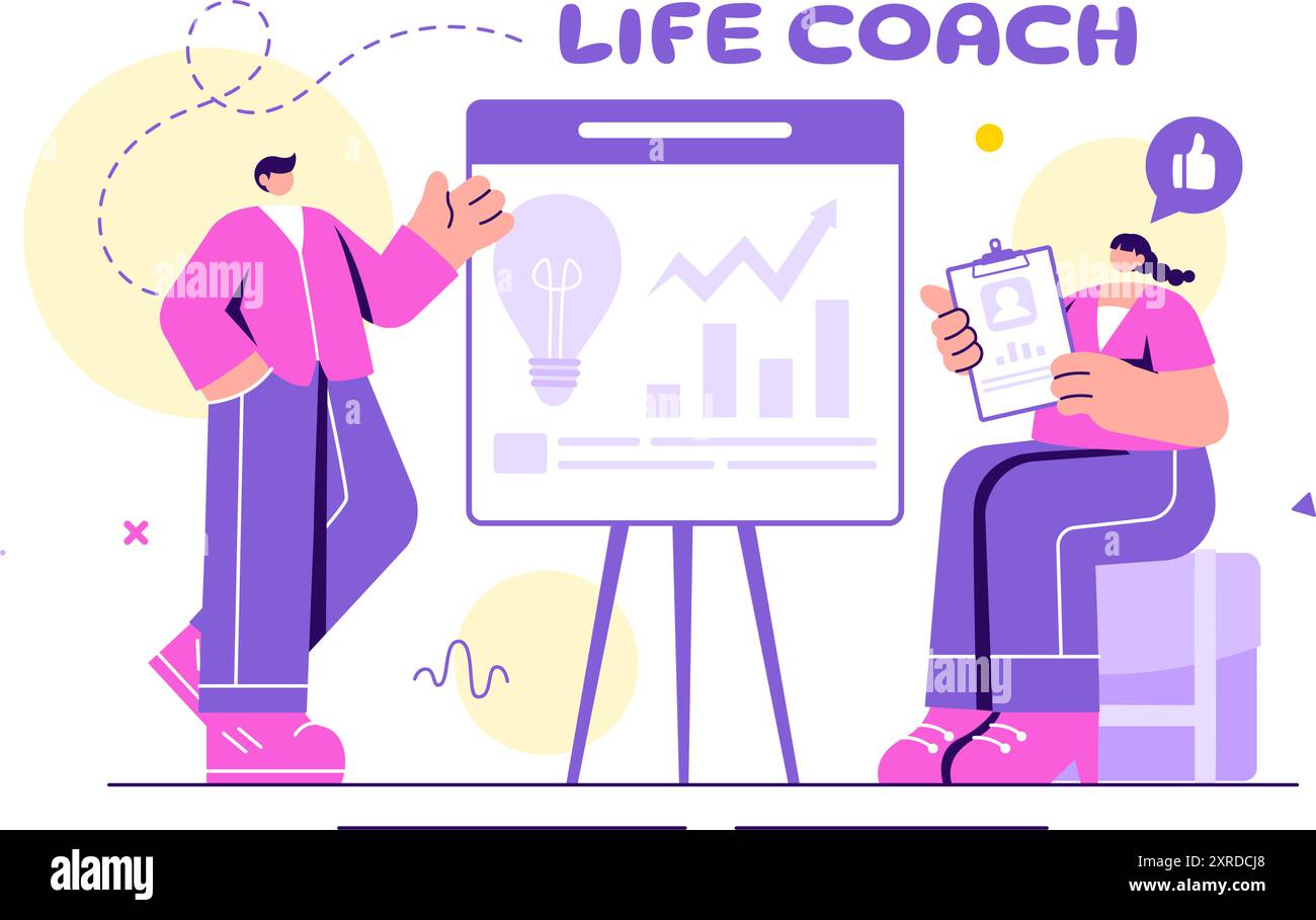 Life Coach Vector Illustration for Consultation, Education, Motivation ...