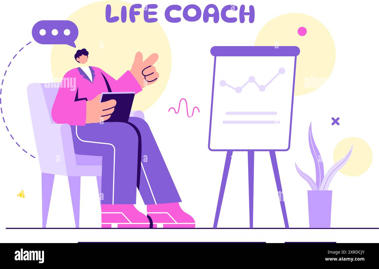 Life Coach Vector Illustration for Consultation, Education, Motivation ...