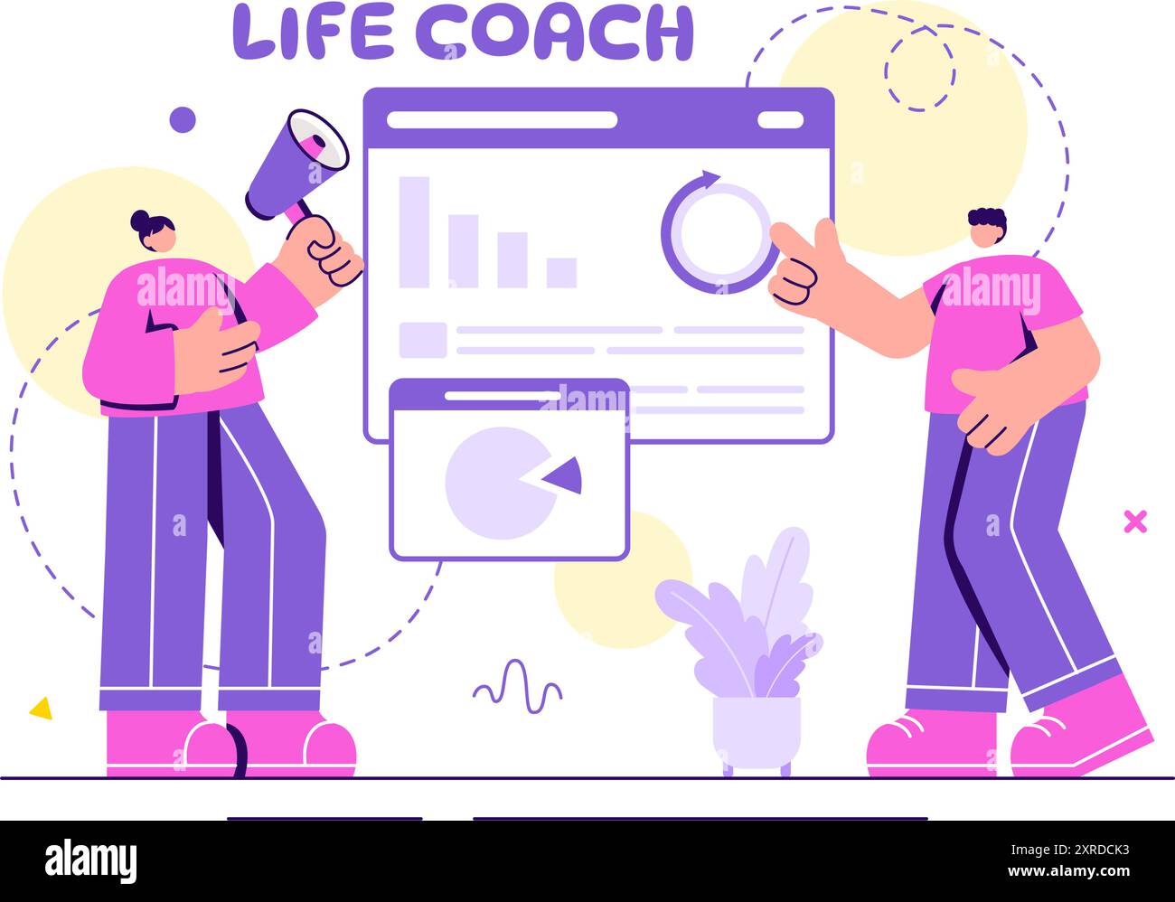 Life Coach Vector Illustration for Consultation, Education, Motivation ...