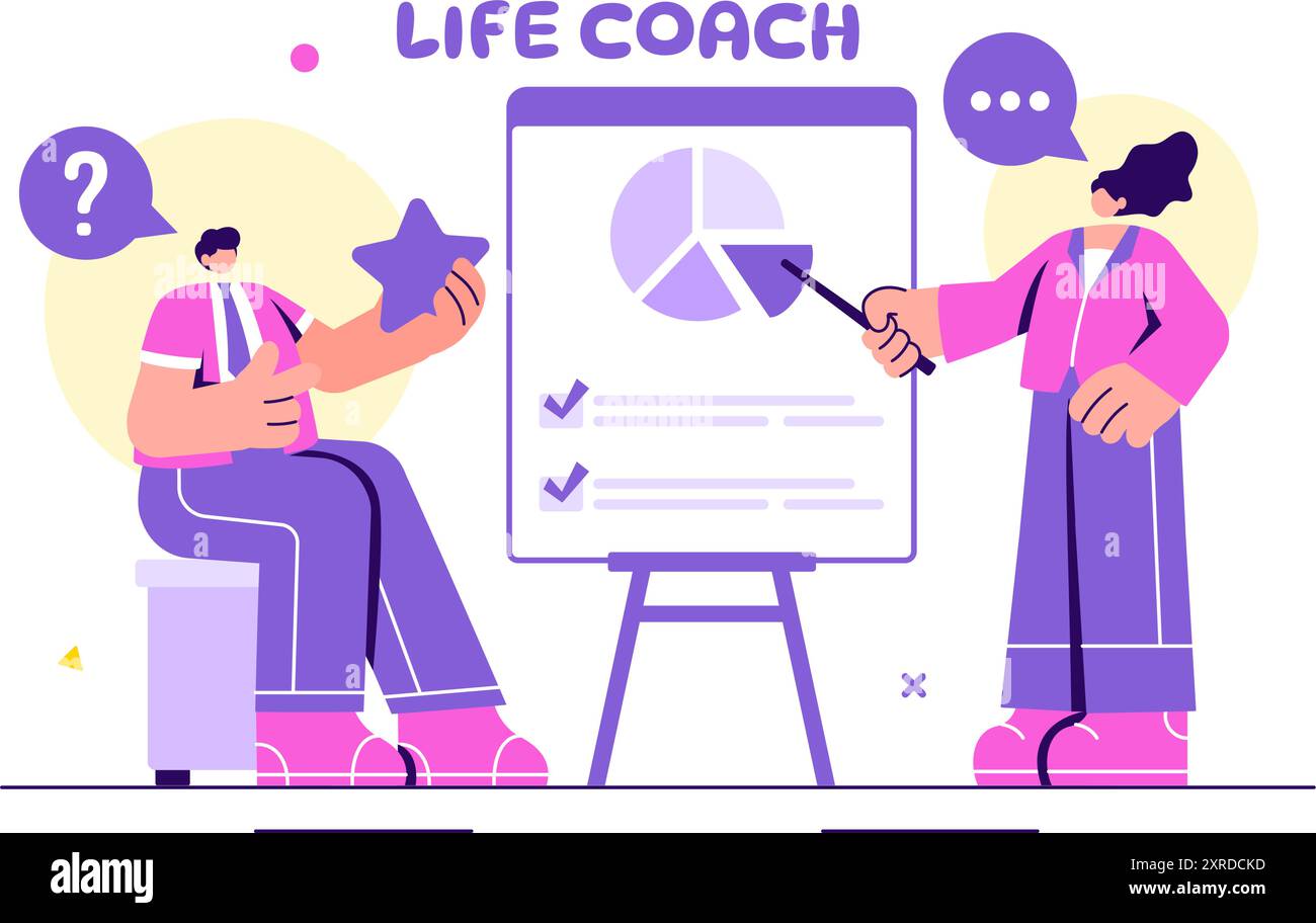 Life Coach Vector Illustration for Consultation, Education, Motivation ...