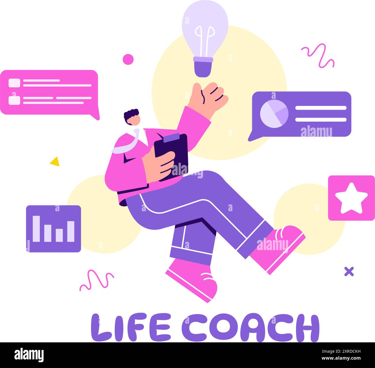 Life Coach Vector Illustration for Consultation, Education, Motivation ...