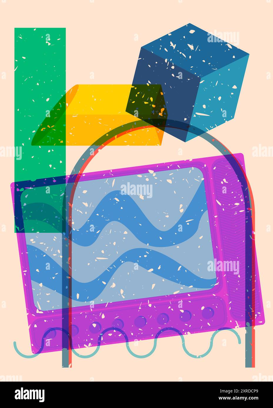 Risograph television geometric shapes hi-res stock photography and ...