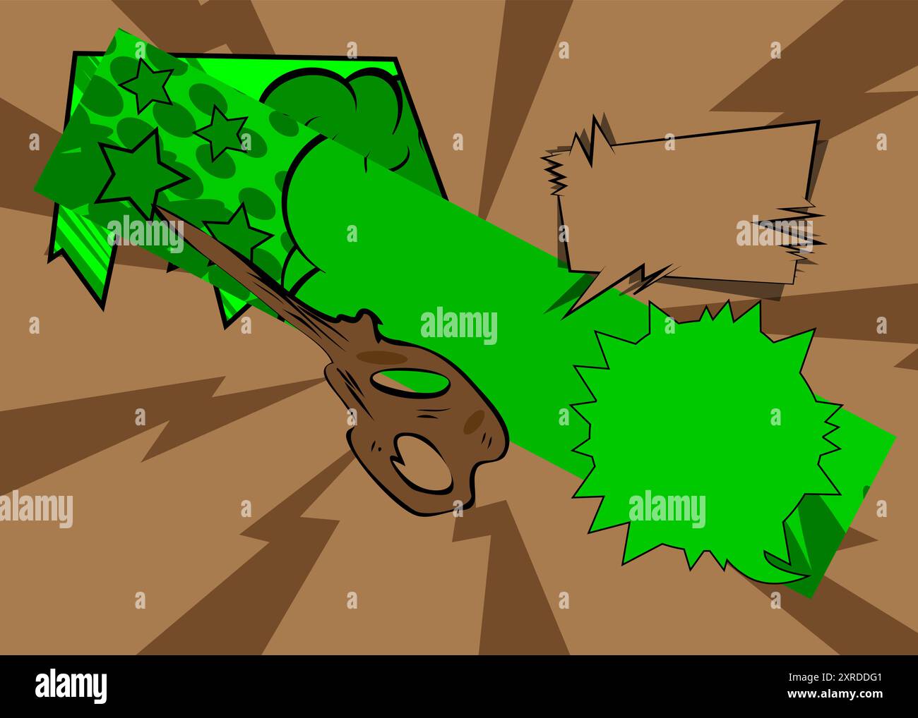 Cartoon green and brown background, comic book backdrop. Retro vector ...