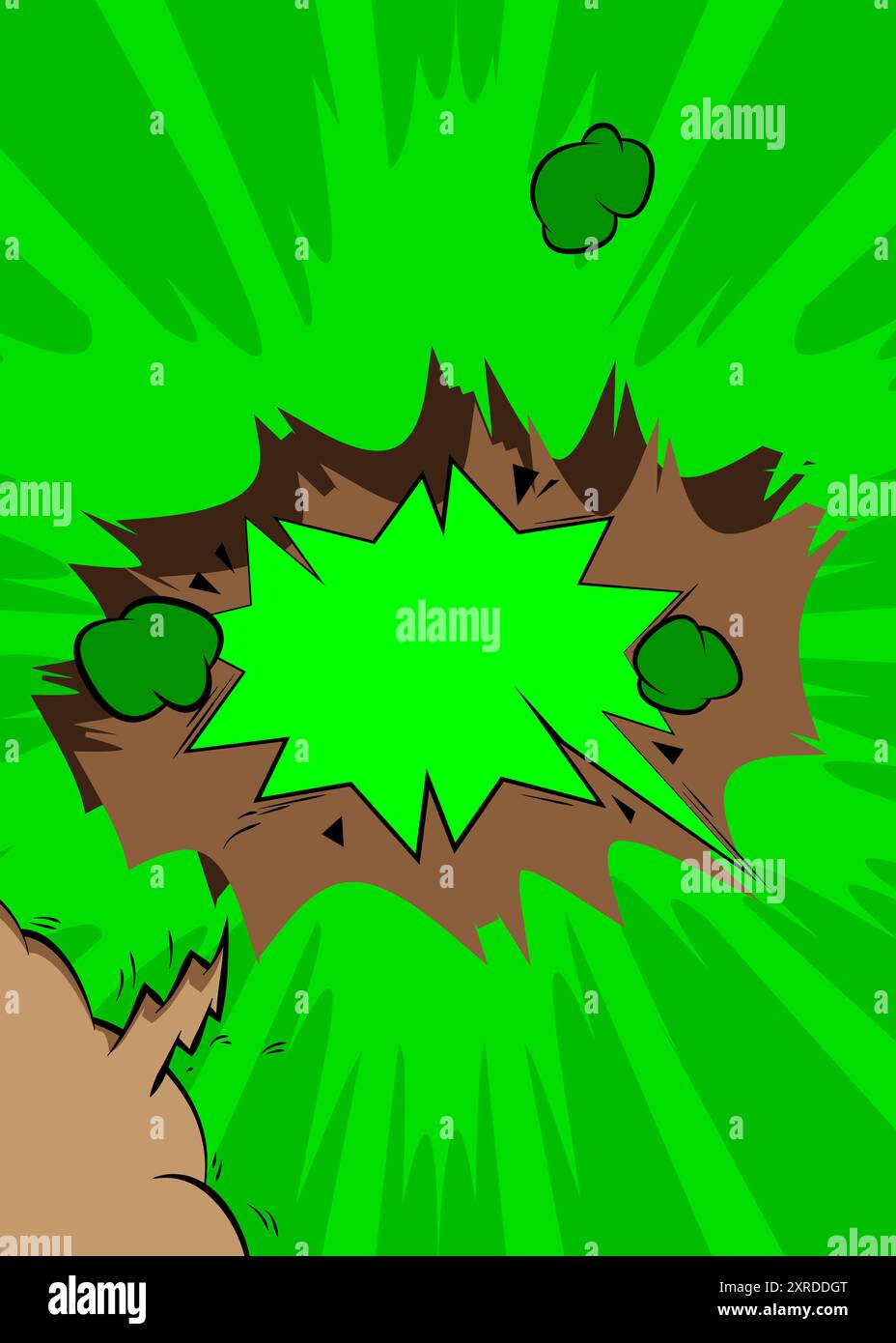 Cartoon green and brown background, comic book backdrop. Retro vector ...