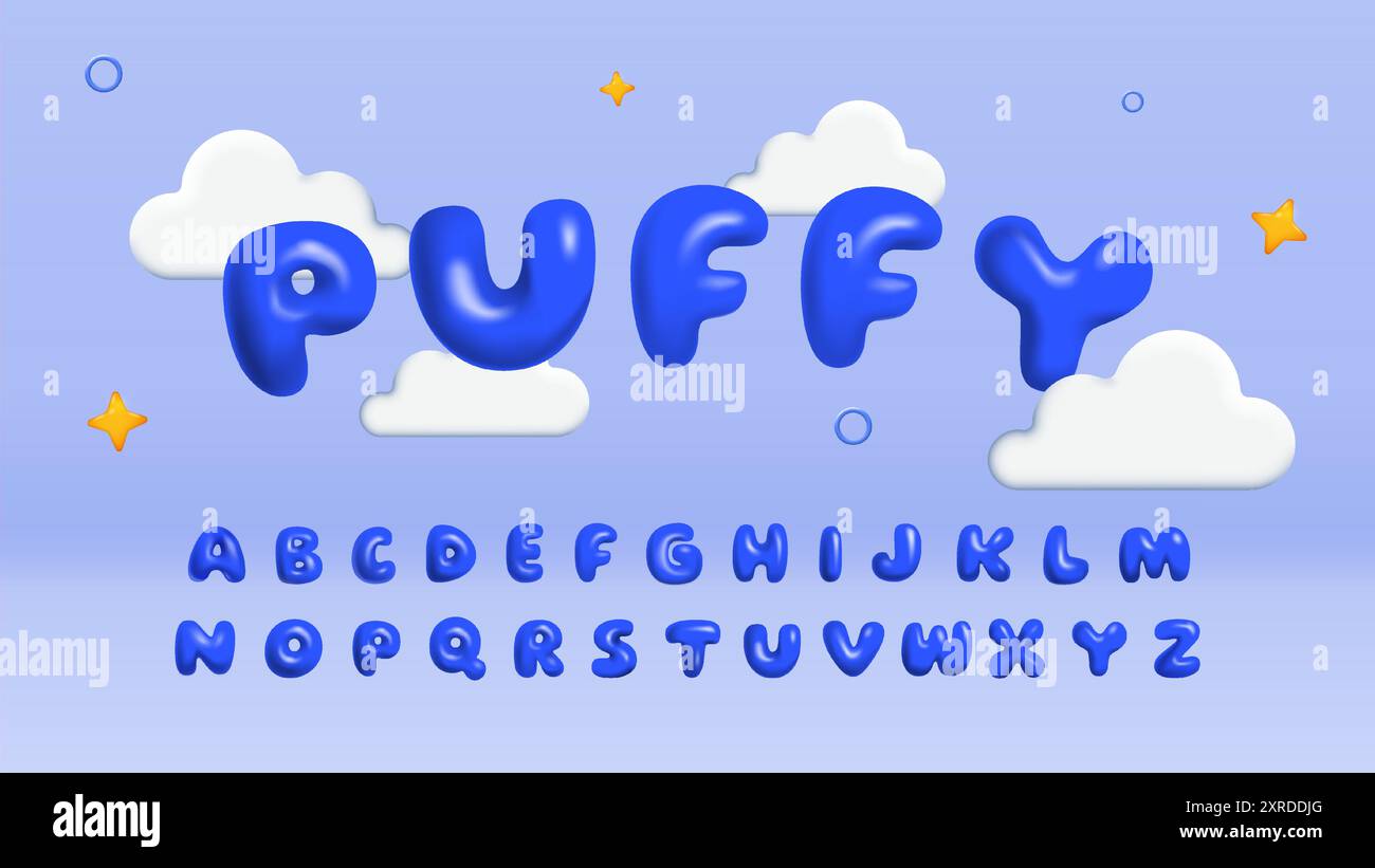 Bubble blue font. Typography template for posters and banners, greeting ...