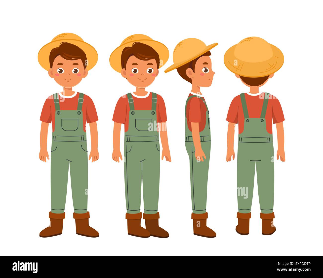 Male farmer constructor. Boy in overall and hat. Kit for creating ...