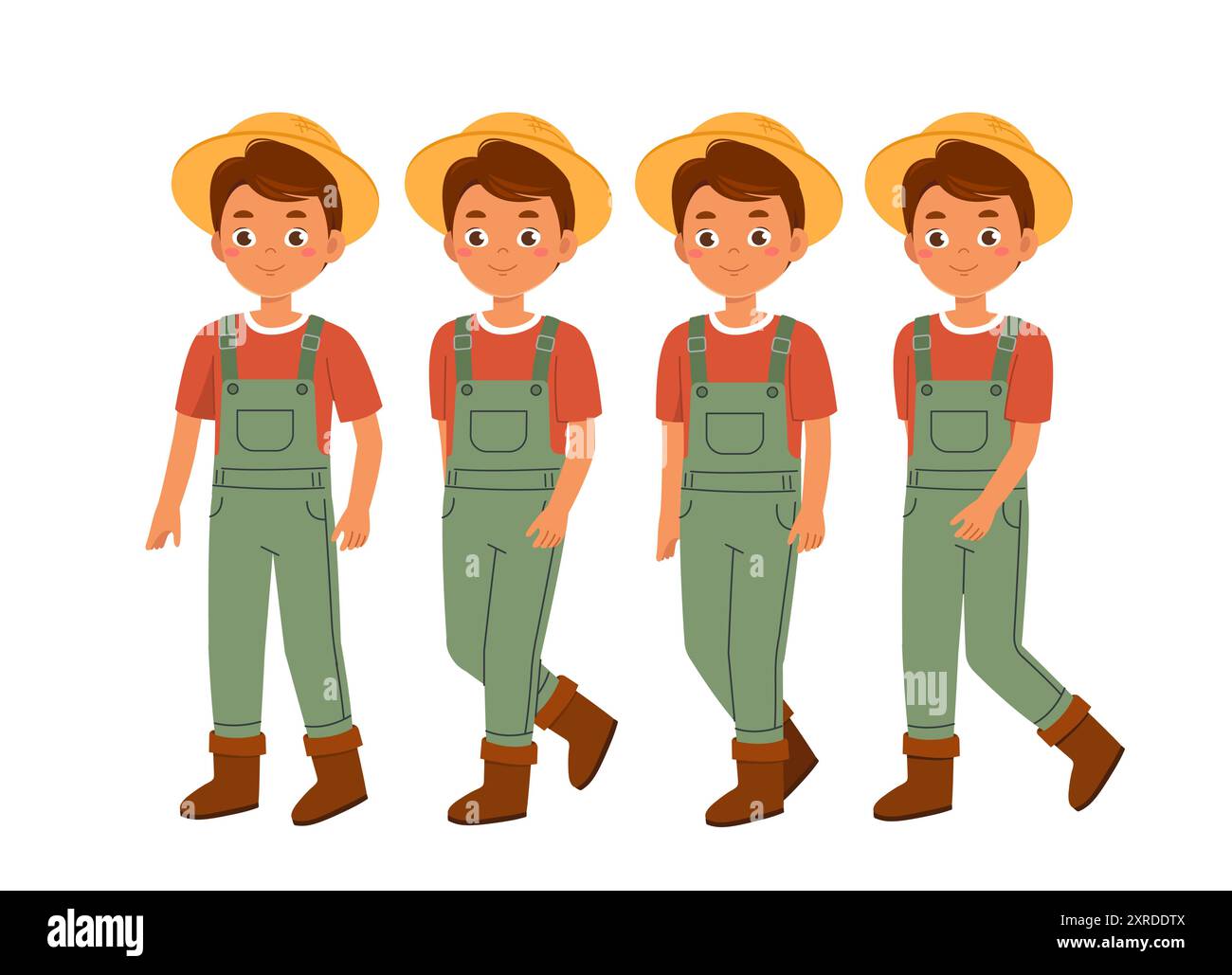 Male farmer constructor. Boy in overall and hat. Kit for creating ...