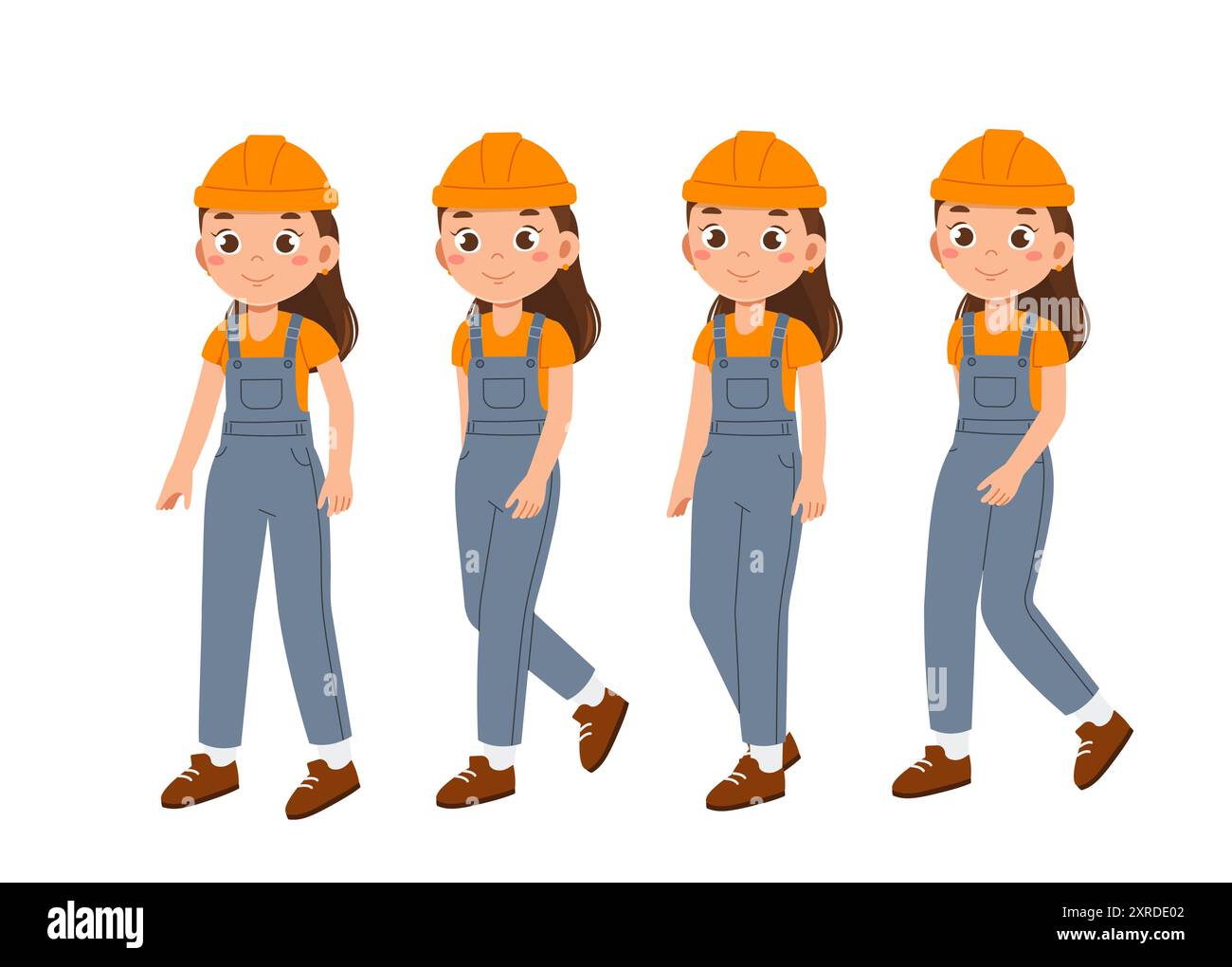 Female worker constructor. Woman in yellow hardhat. Kit for creating ...