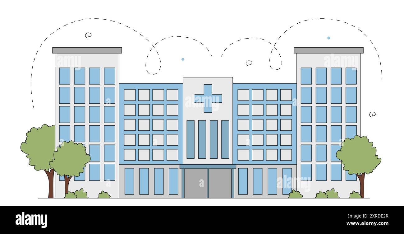 Hospital building concept. Urban infrastructure and architecture. Place ...