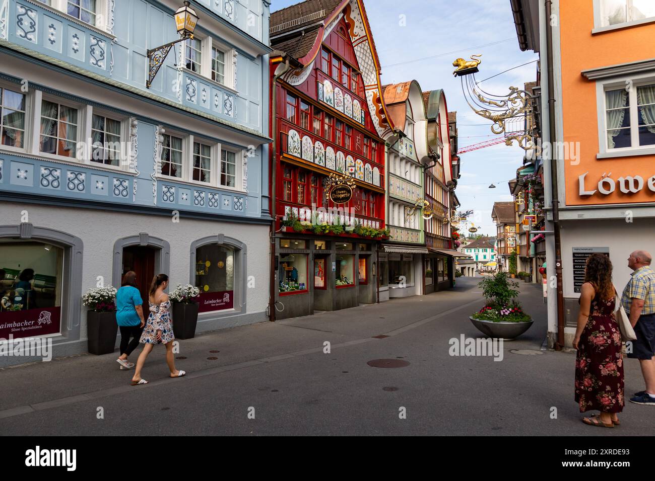 Colorful Appenzeller style buildings in downtown Appenzell, Innerrhoden ...