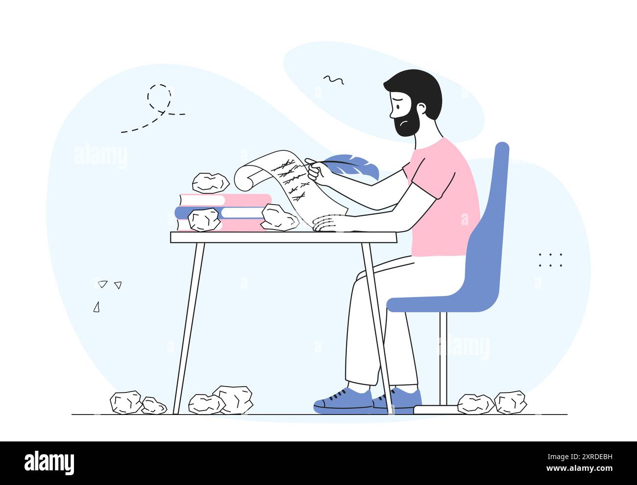 Young man write sad Stock Vector Images - Alamy