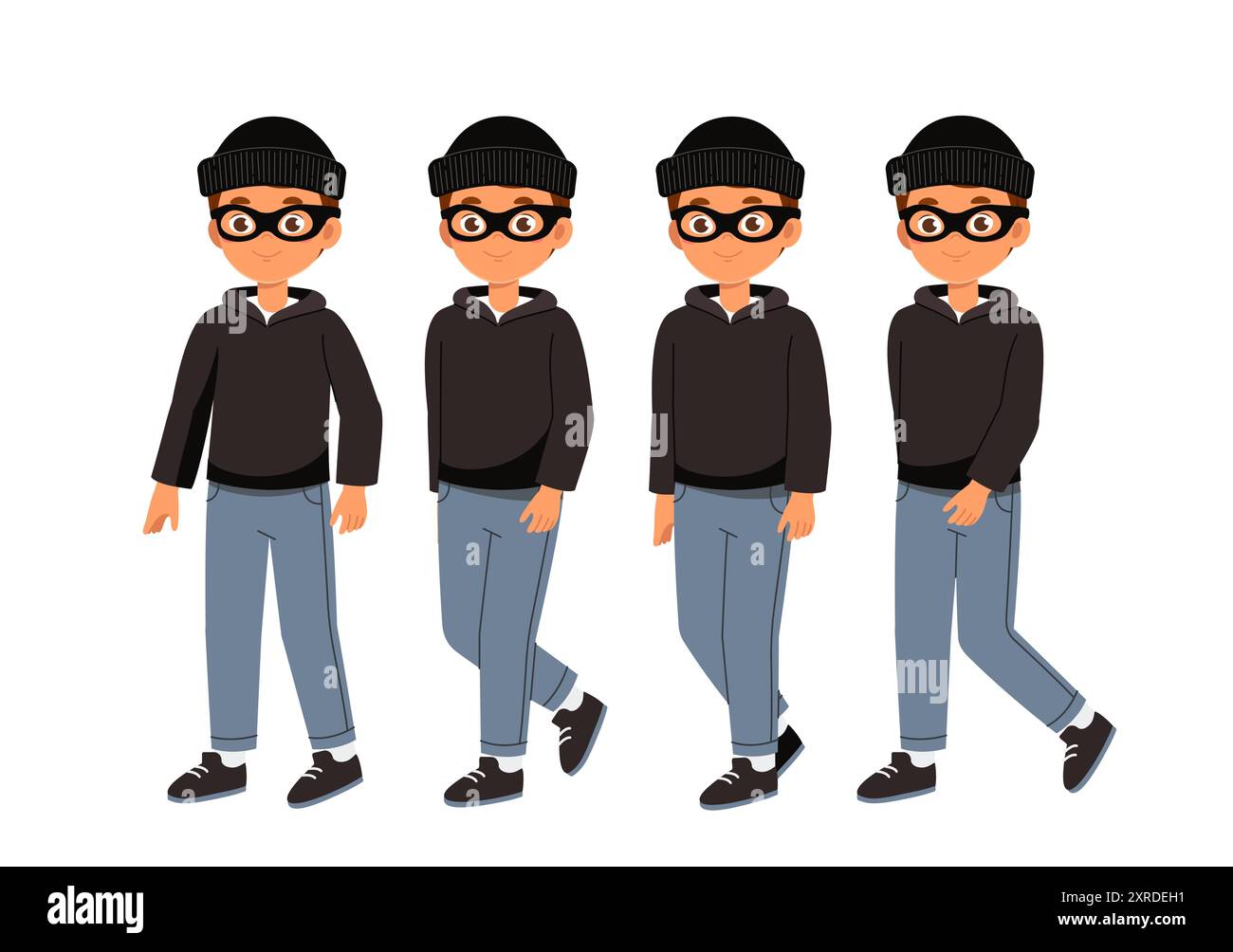 Male robber constructor. Man in black hoodie, mask and hat. Kit for ...