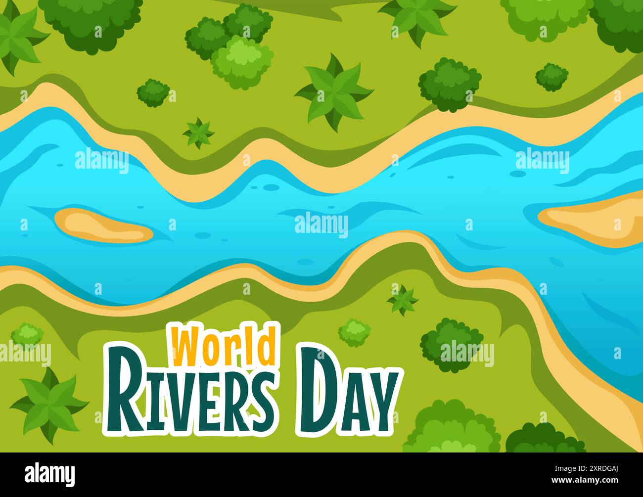 Beautiful valley with the river and meadows Stock Vector Images - Alamy