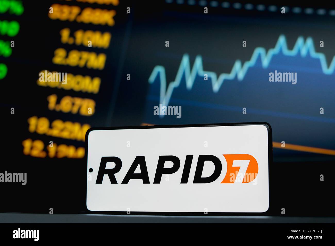 In this photo illustration, the Rapid7, Inc. logo is displayed on a ...