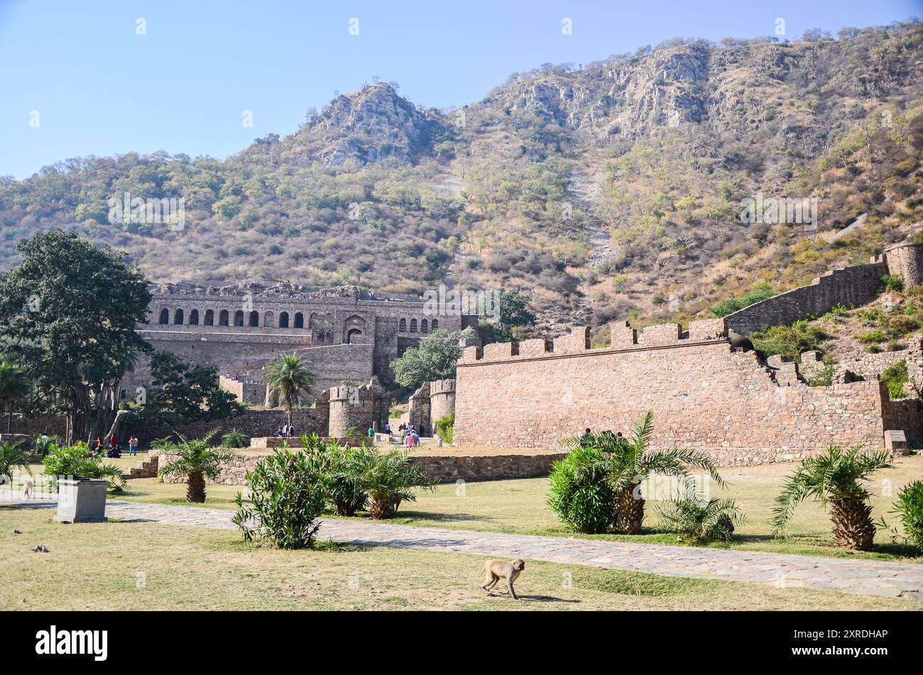 A part of the ruins of 16th century Bhangarh fort at Alwar, Rajasthan ...