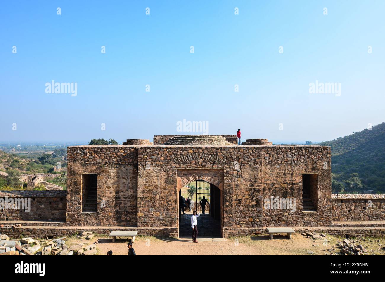 A part of the ruins of 16th century Bhangarh fort at Alwar, Rajasthan ...