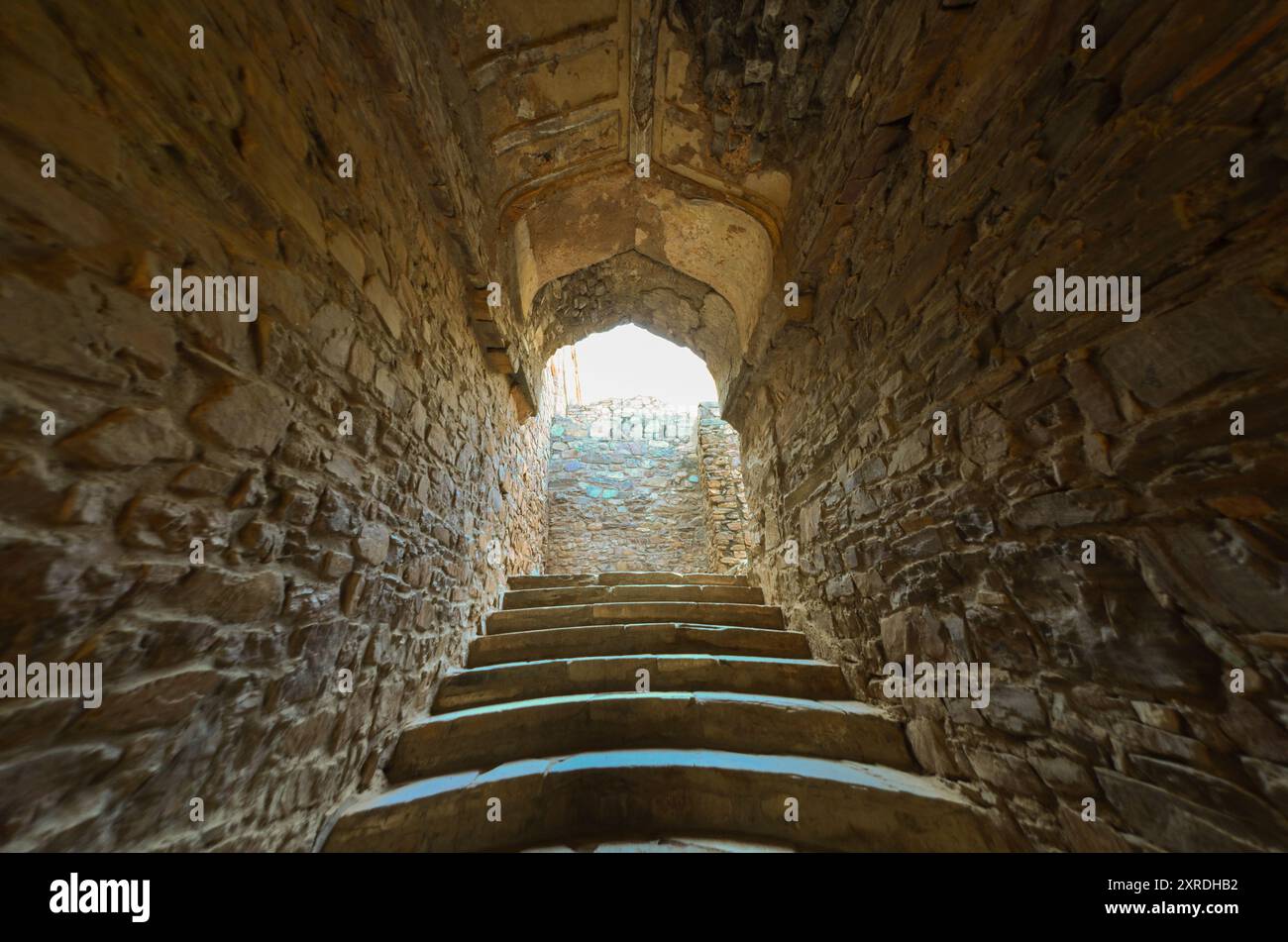 A part of the ruins of 16th century Bhangarh fort at Alwar, Rajasthan ...