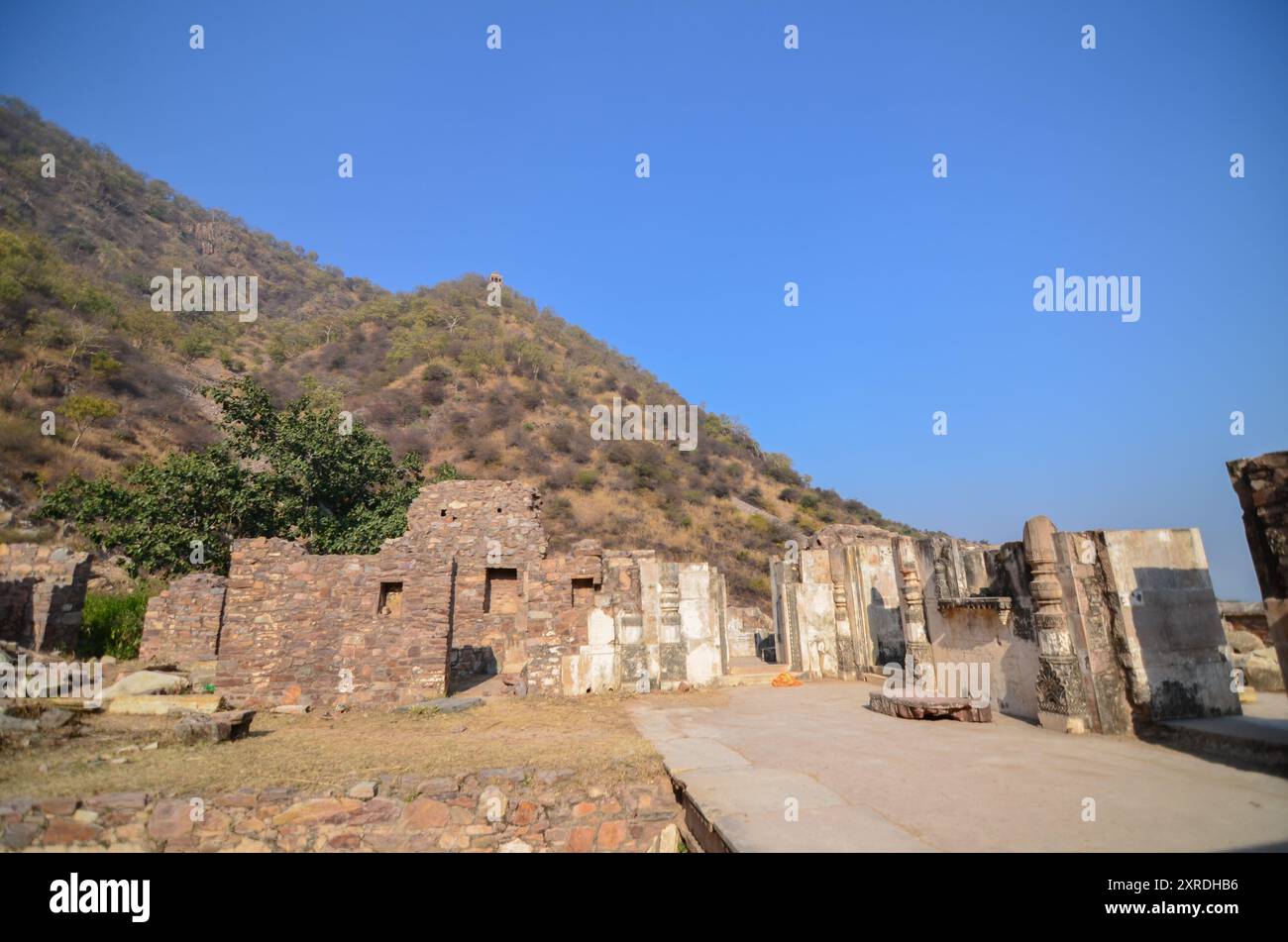 A part of the ruins of 16th century Bhangarh fort at Alwar, Rajasthan ...