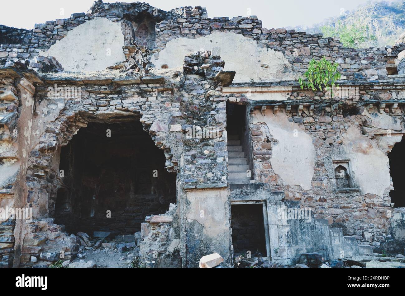 A part of the ruins of 16th century Bhangarh fort at Alwar, Rajasthan ...