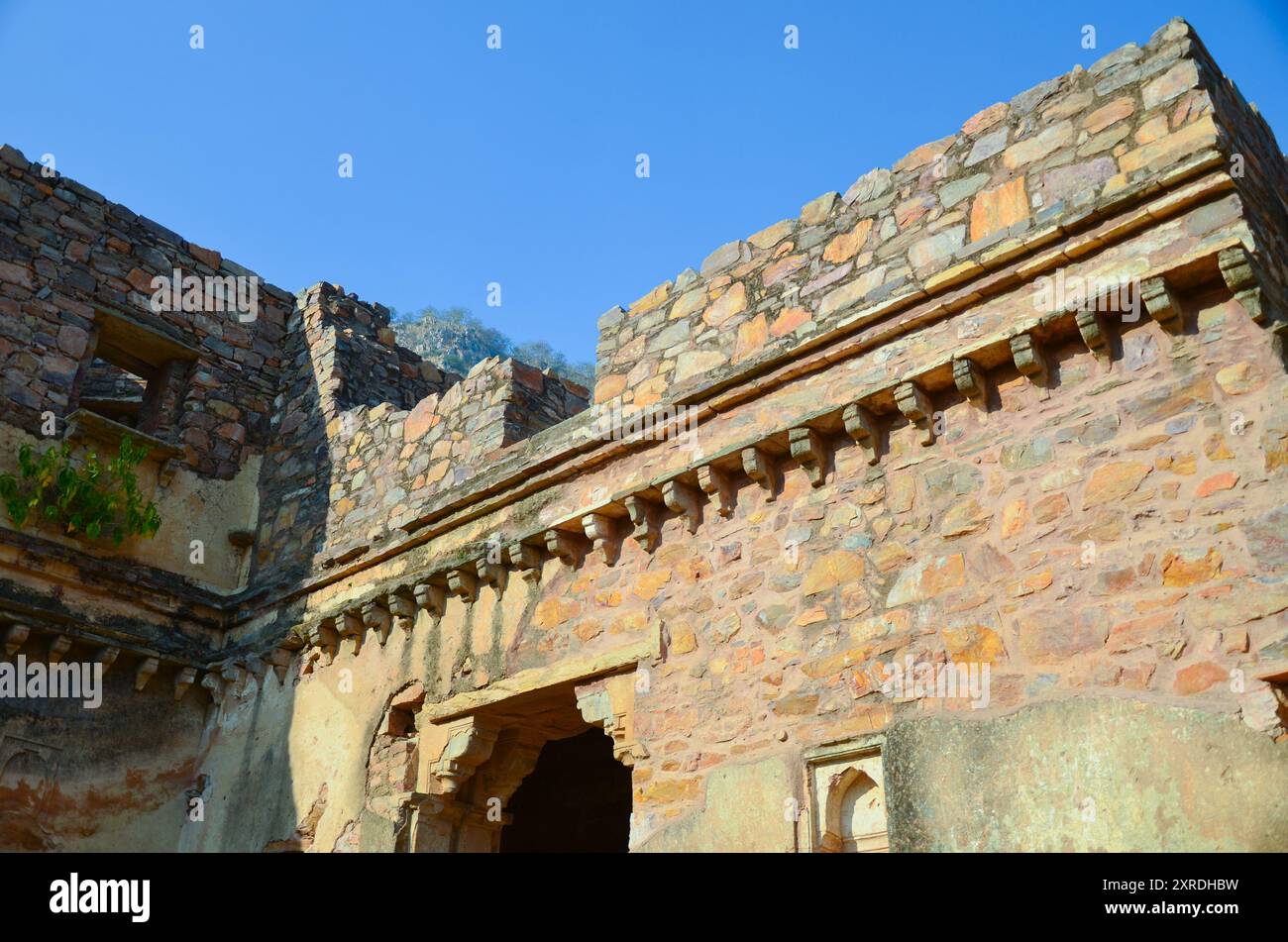 A part of the ruins of 16th century Bhangarh fort at Alwar, Rajasthan ...