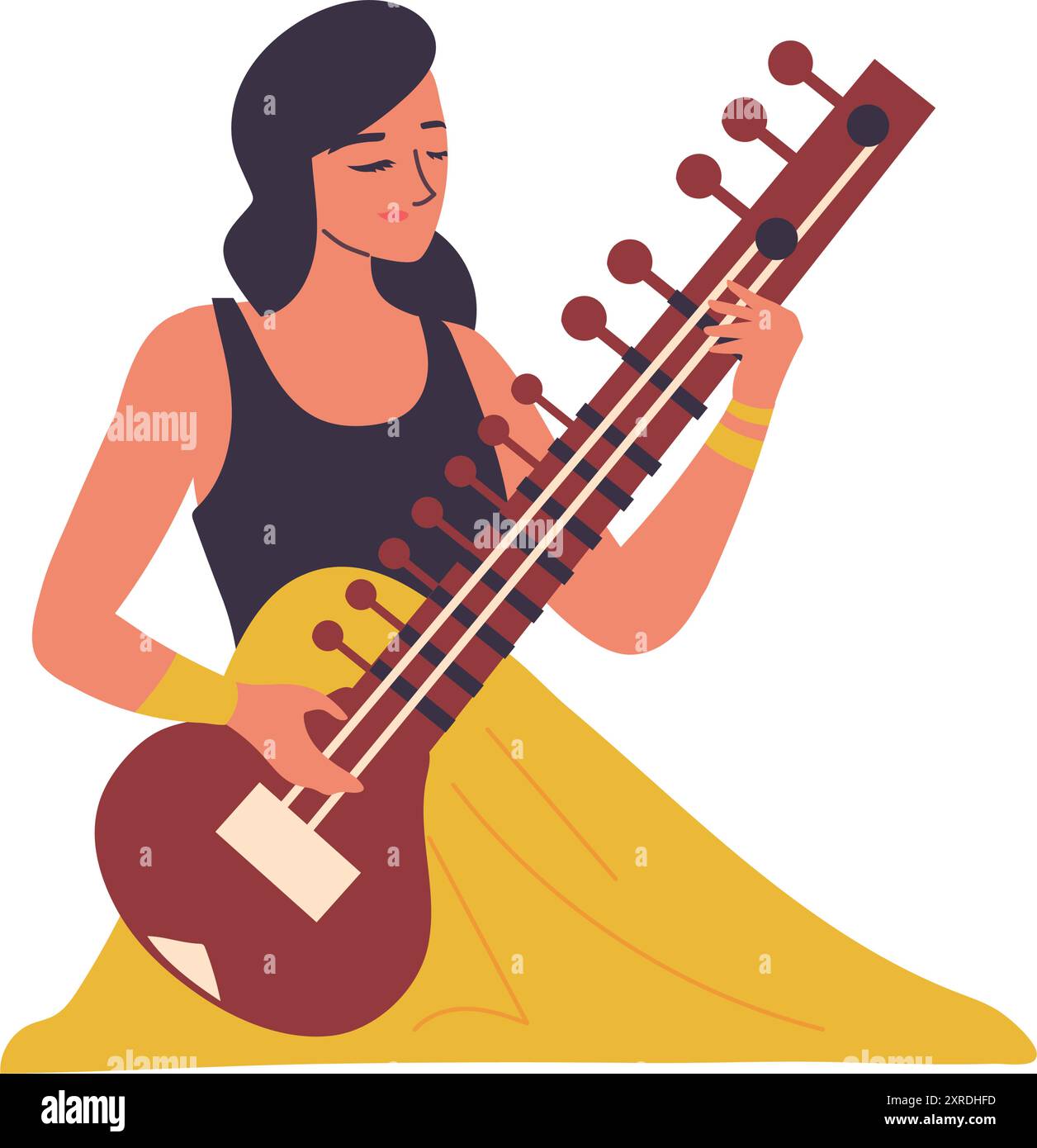 beautiful girl playing sitar india Stock Vector Image & Art - Alamy
