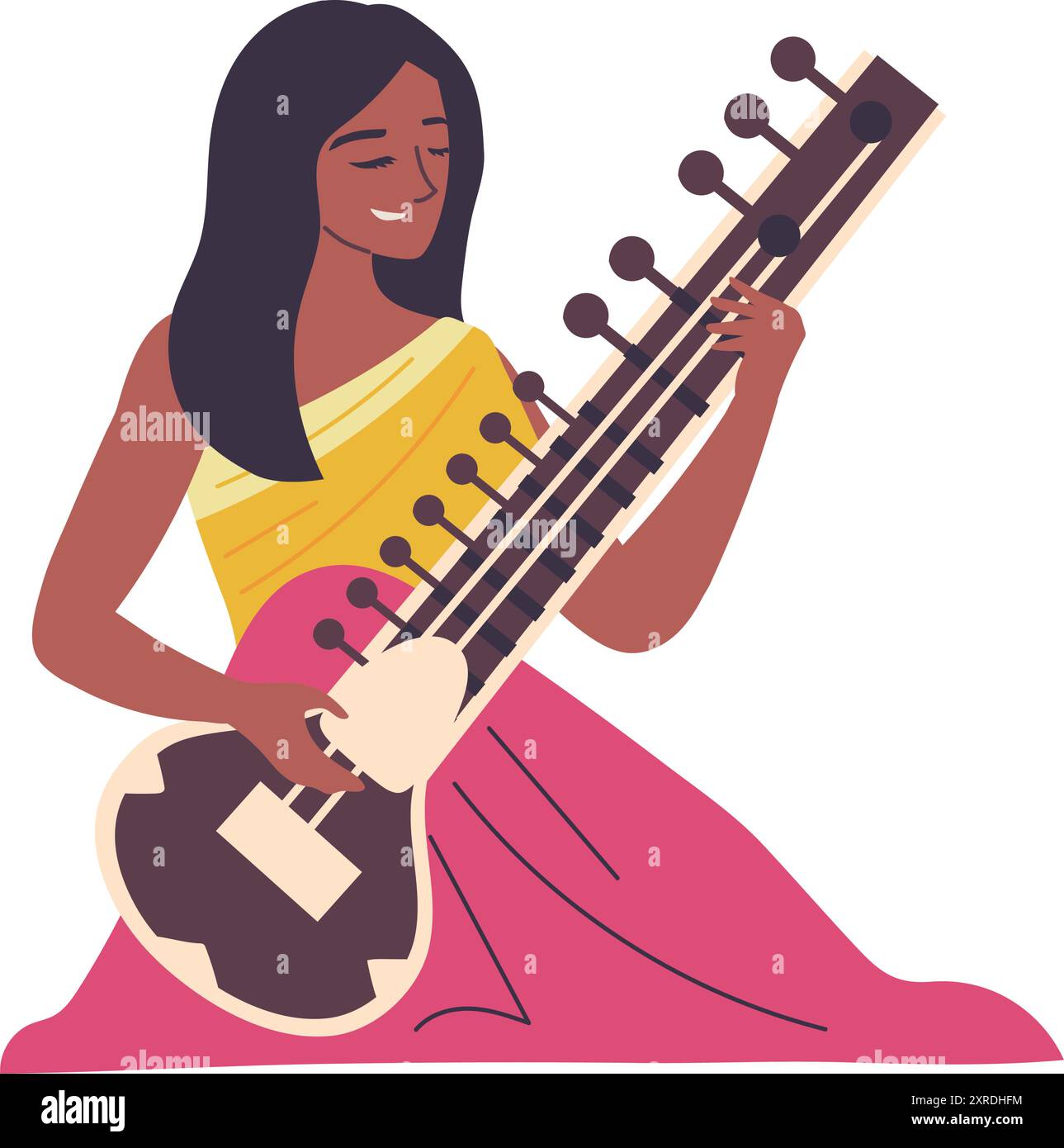 cartoon indian woman playing sitar Stock Vector Image & Art - Alamy