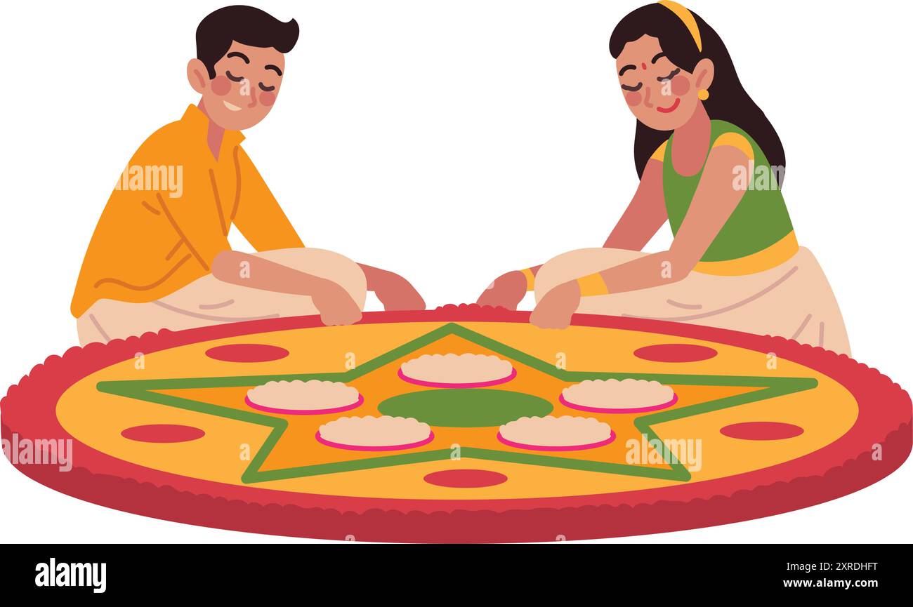 couple celebrating onam indian festival Stock Vector Image & Art - Alamy