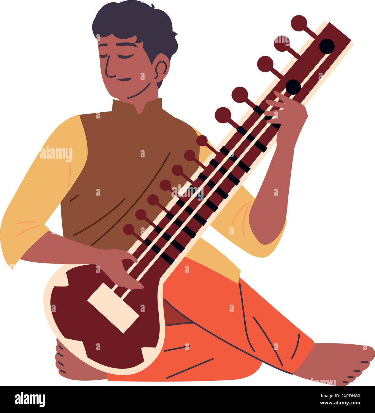 indian musician playing traditional sitar Stock Vector Image & Art - Alamy