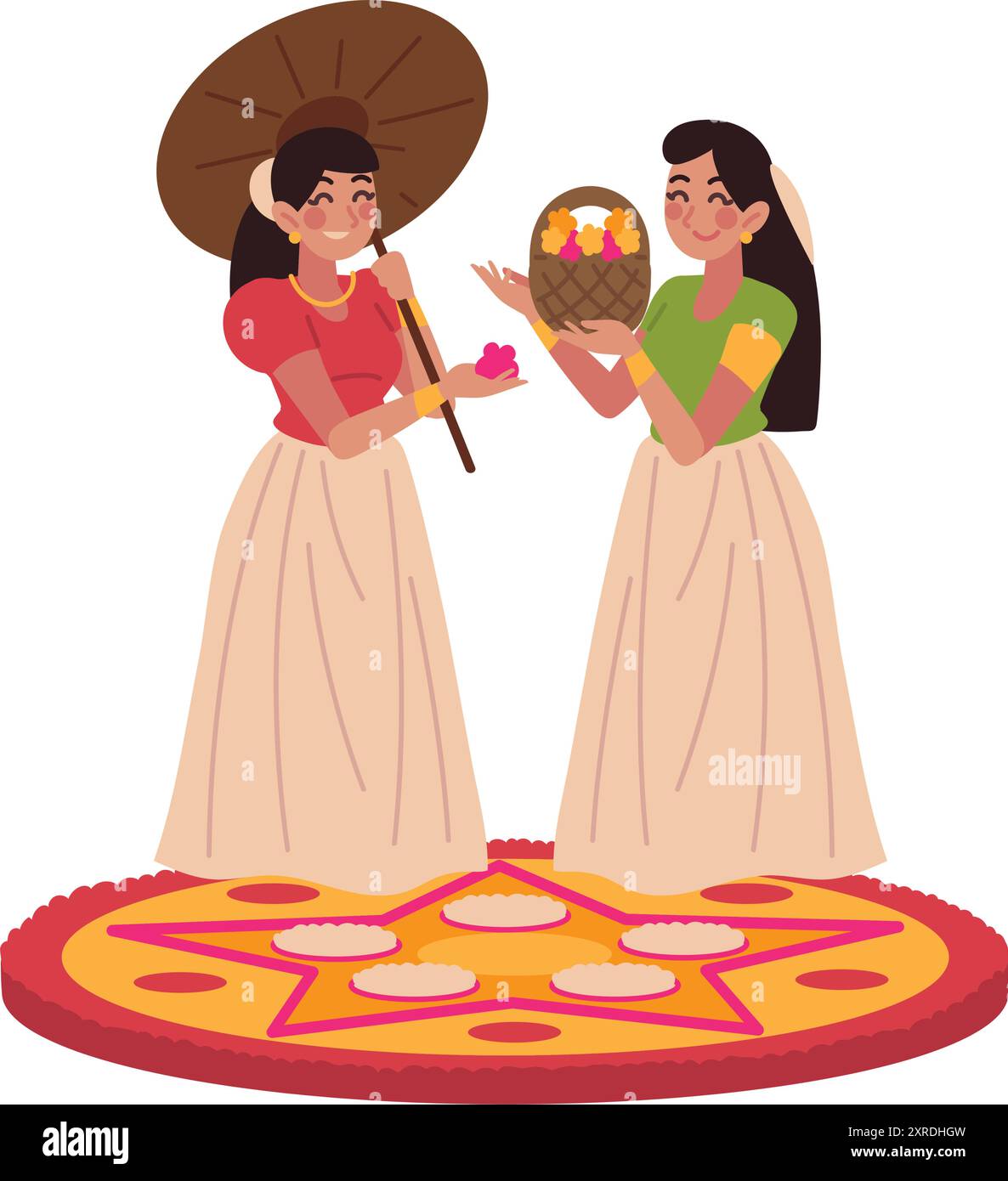 happy onam traditional women from kerala Stock Vector Image & Art - Alamy