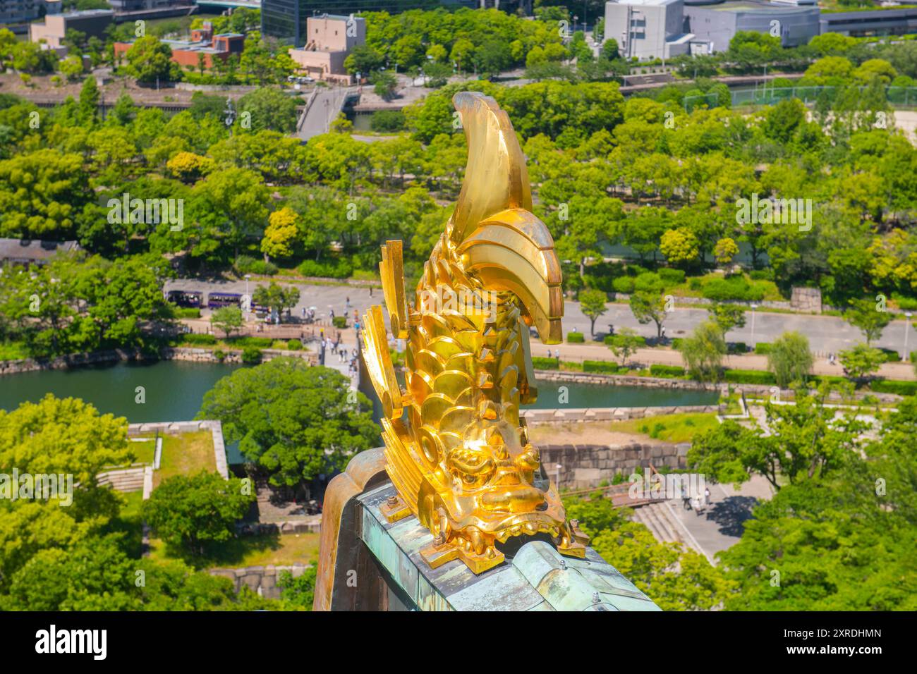 Osaka Castle Shachihoko (sea monster) on main keep roof. Osaka Castle ...