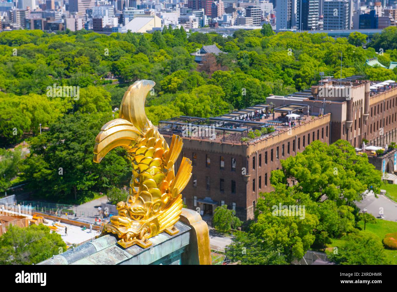 Osaka Castle Shachihoko (sea monster) on main keep roof. Osaka Castle ...